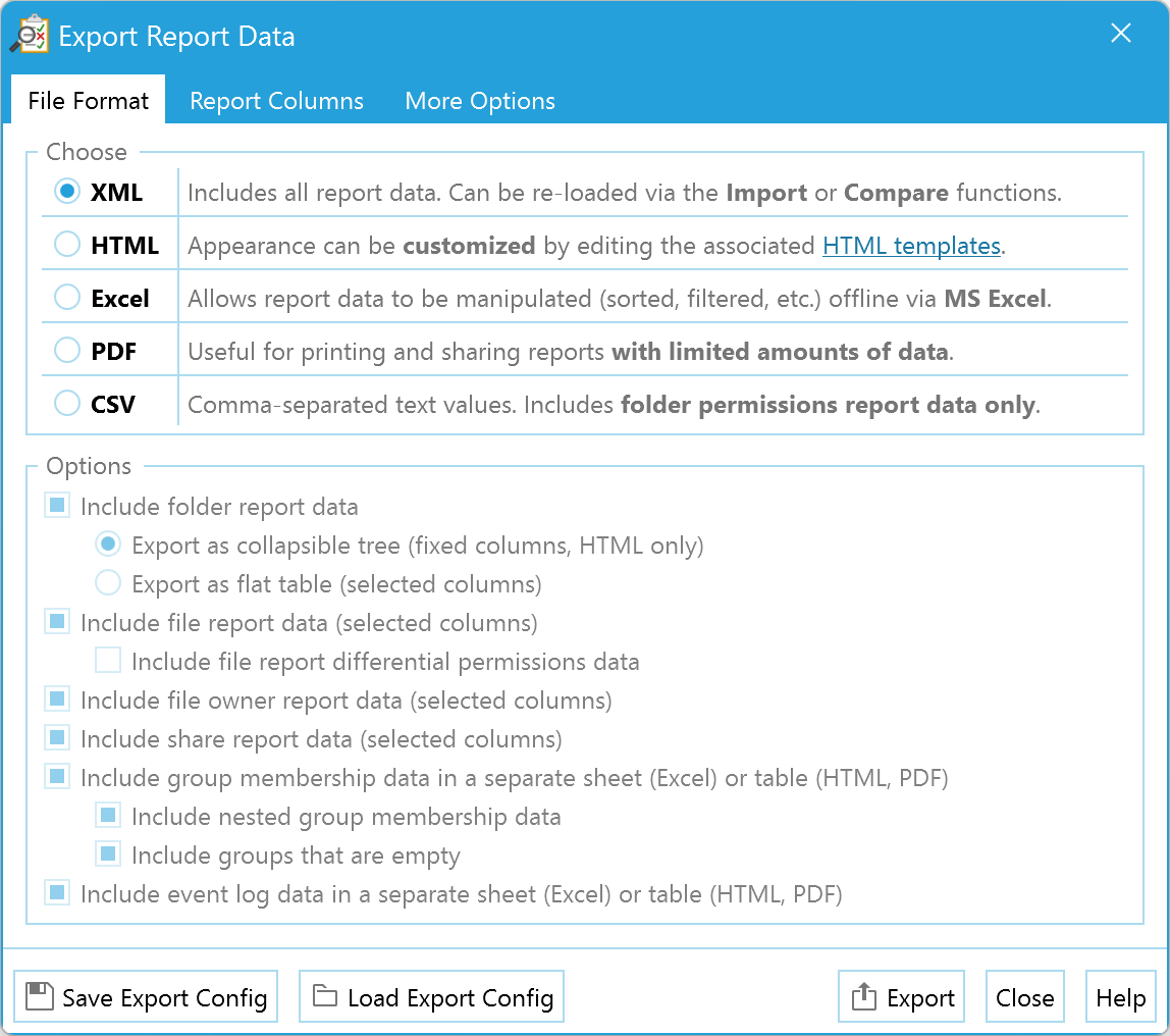 Permissions Reporter : Export Formats