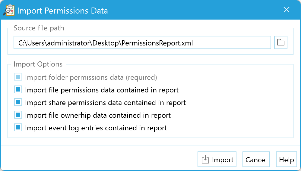 Permissions Reporter : Import